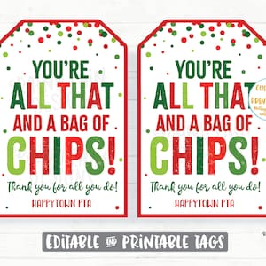You're All That and a Bag of Chips Tag Christmas Gift Tag Employee ...
