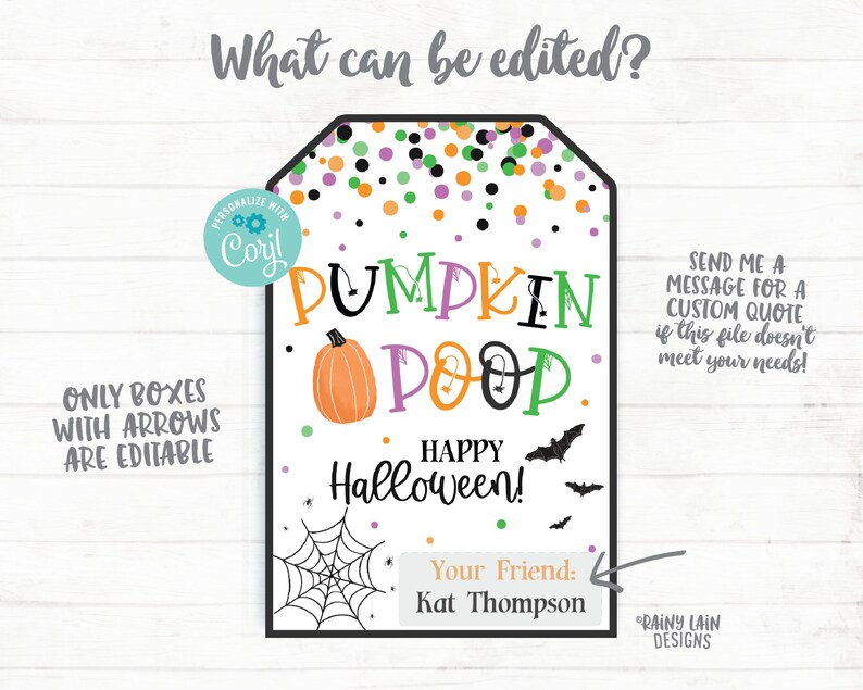Pumpkin Poop Tags Halloween Tags Printable Halloween Tag - Etsy