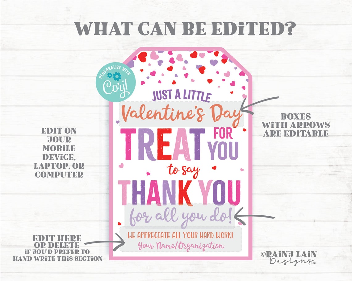 Valentine's Day Treat Tag Valentine Appreciation Gift Tags - Etsy