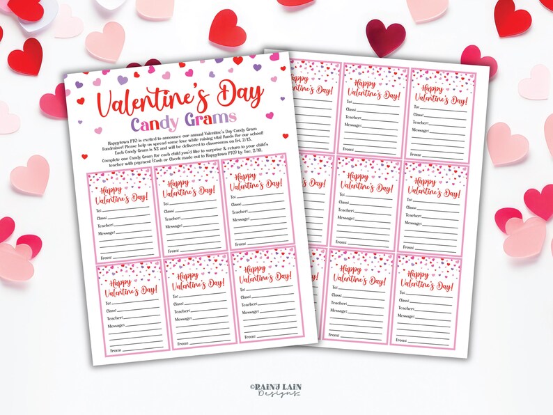 Editable Valentine's Day Candy Gram Fundraiser Flyer Template, Class ...