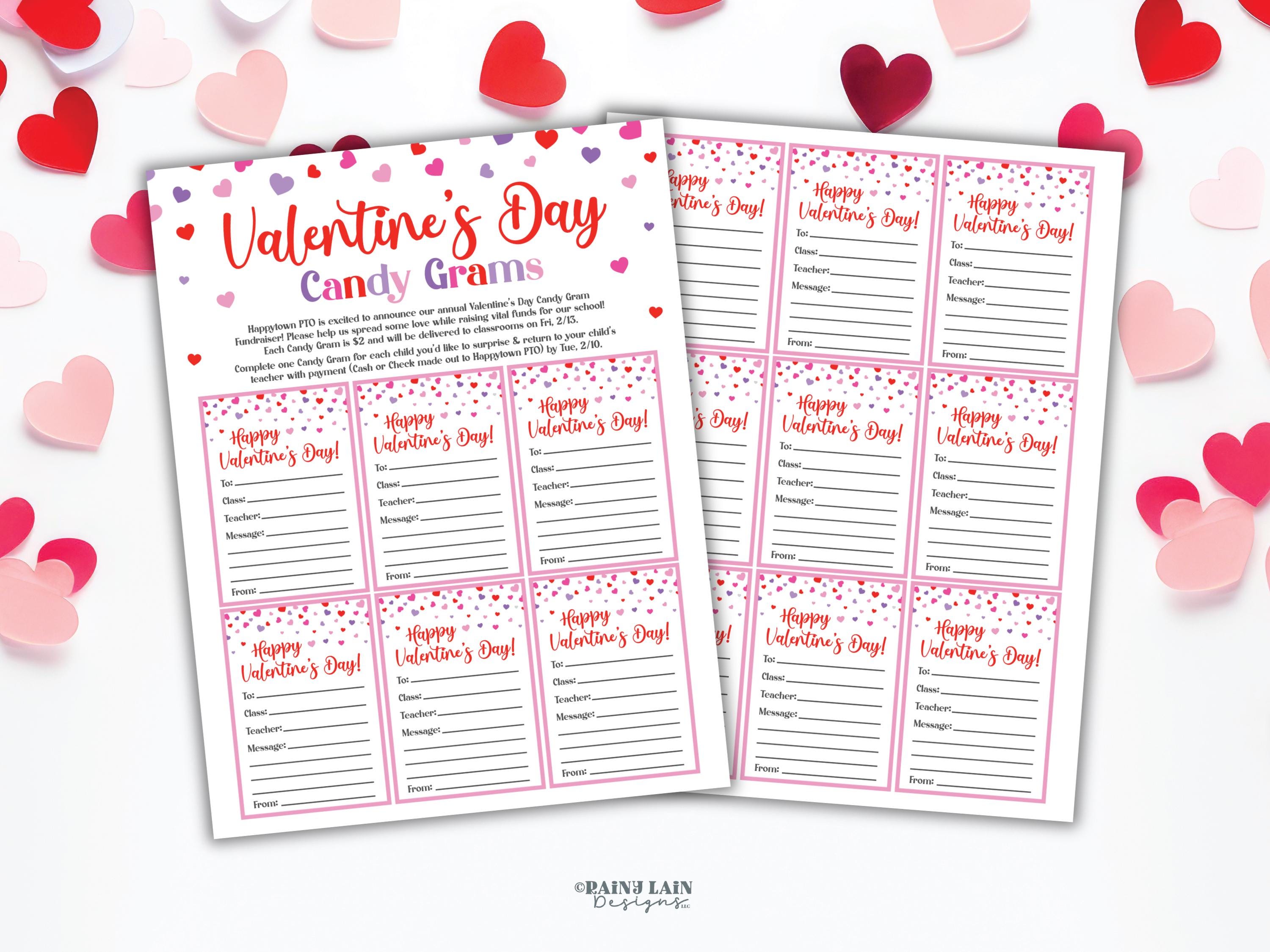 Editable Valentine's Day Candy Gram Fundraiser Flyer Template, Class ...