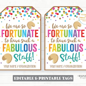 Fortune Cookie Gift Tags We Are so Fortunate to Have Staff Like You ...