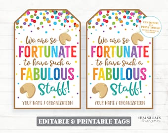 Fortune Cookie Gift Tags We Are so Fortunate to Have Staff - Etsy
