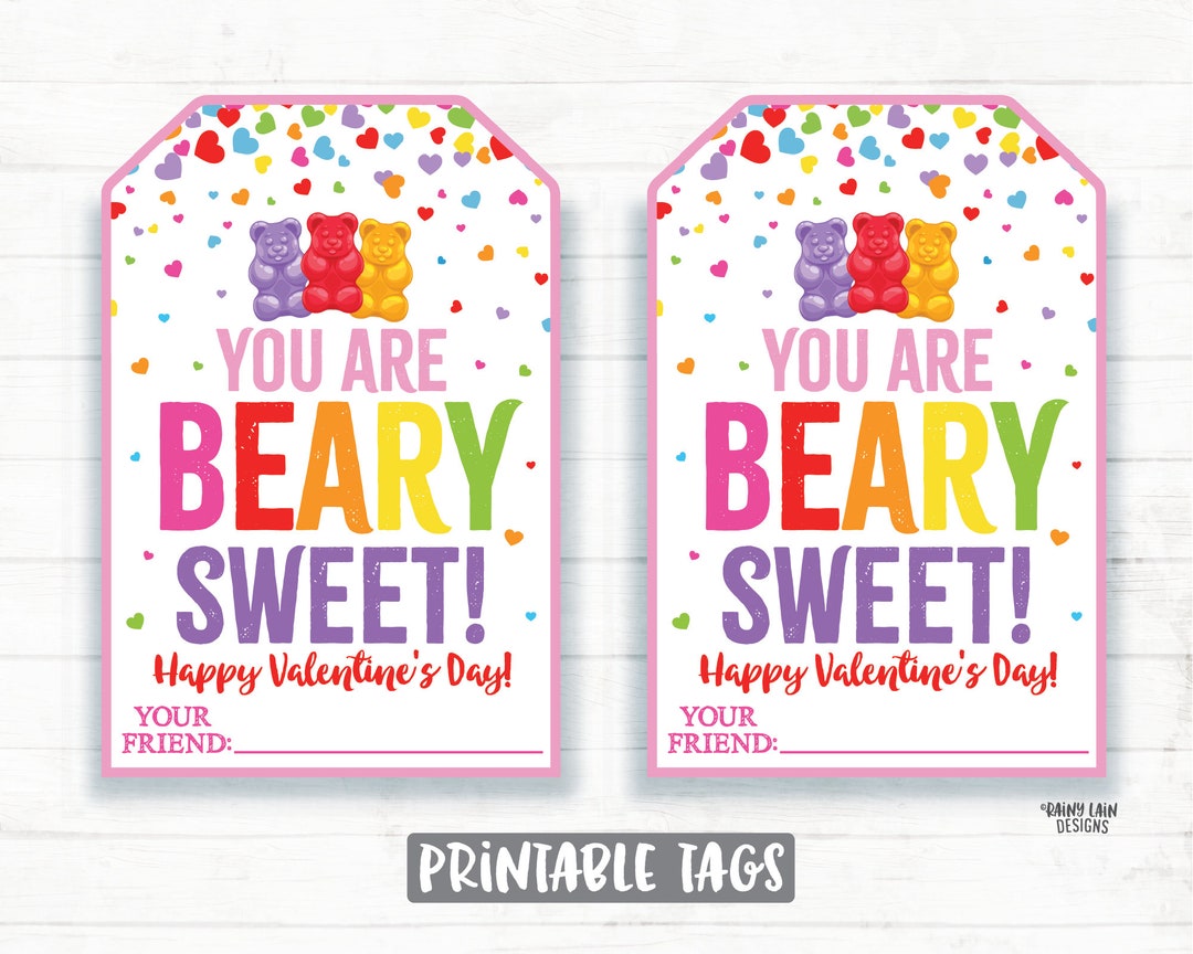 You Are Beary Sweet Valentine Gummy Bears Valentine Tags - Etsy