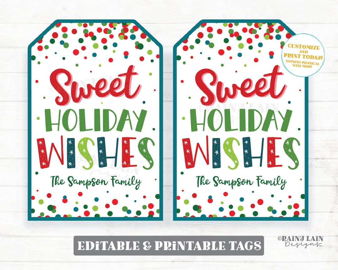 Sweet Holiday Wishes Tag Treat Sweets Christmas Thank You Appreciation ...