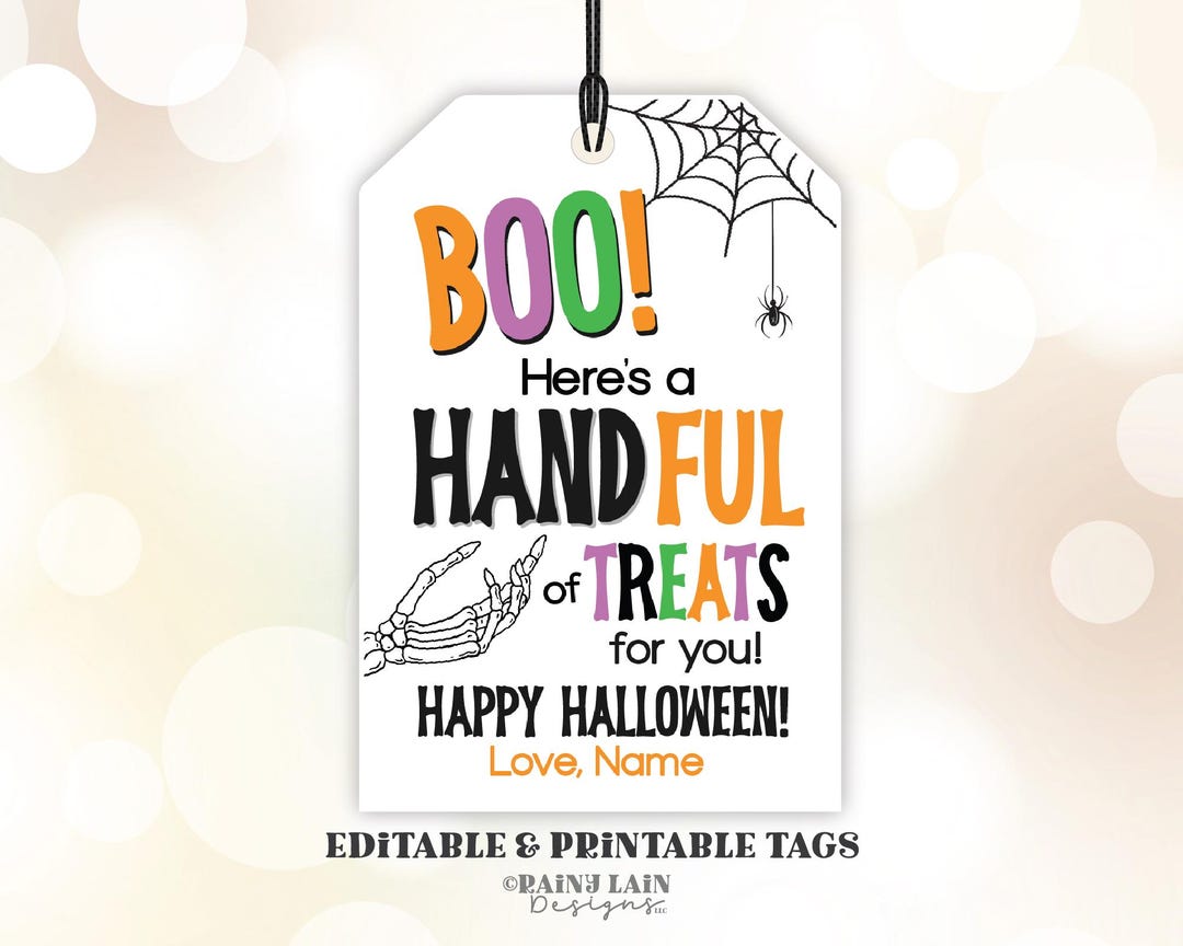 Boo Here's a Handful of Treats for You Student Gift Tag, Hand Shaped ...