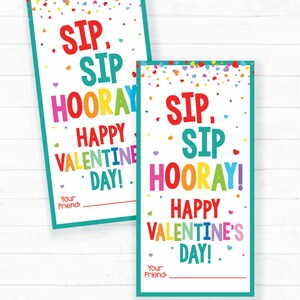 Crazy Straw Valentine Card, Silly Straw Valentine, Sip Sip Hooray ...