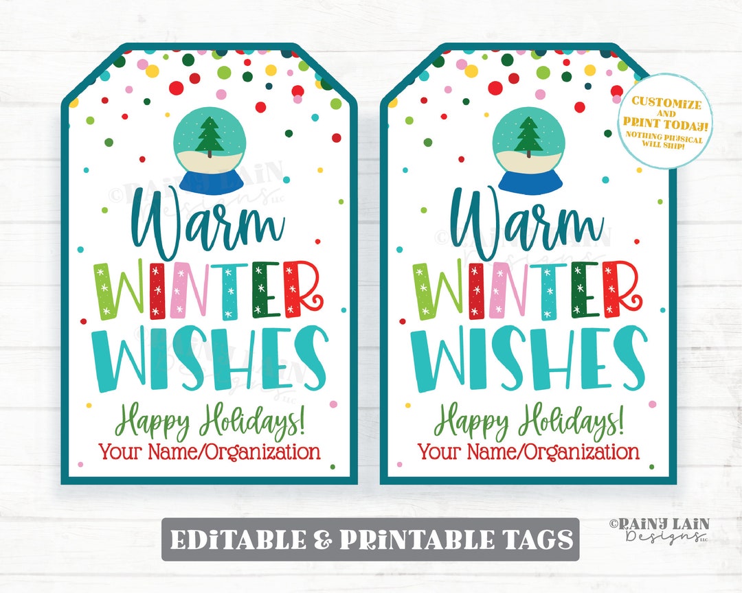 Warm Winter Wishes Tag Holiday Treat Thank You Christmas Appreciation ...