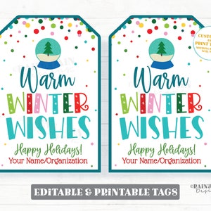 Warm Winter Wishes Tag Holiday Treat Thank You Christmas Appreciation ...