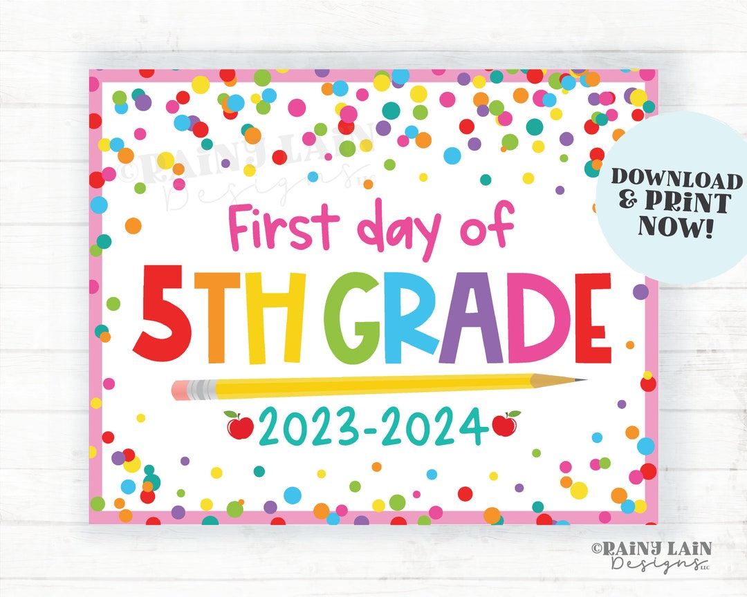 First Day of School Sign 1st Day of 5th Grade Fifth Grade Back - Etsy