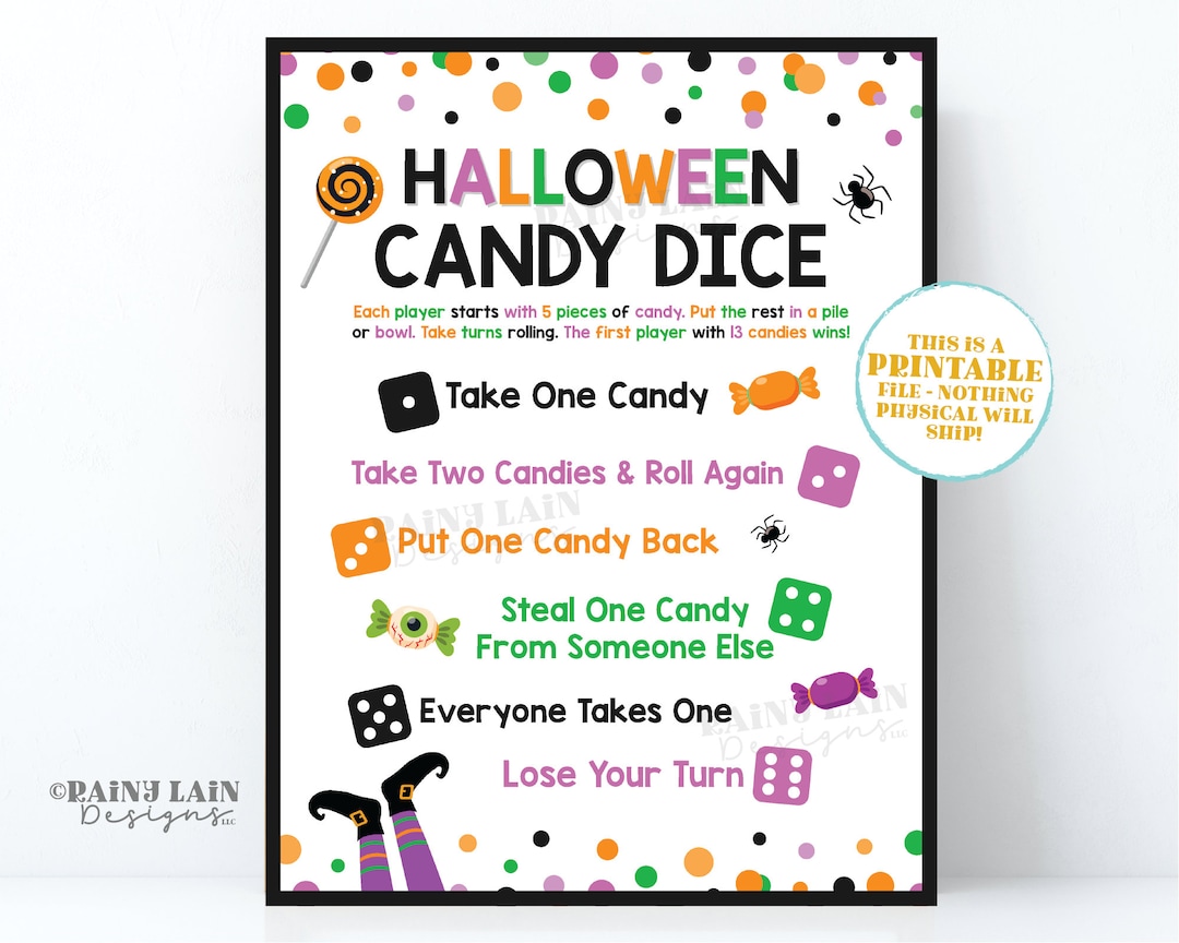 Halloween Candy Dice Game, Printable Party Games, Instant Download ...