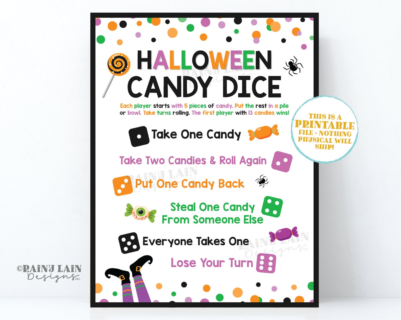 Halloween Candy Dice Game, Printable Party Games, Instant Download ...
