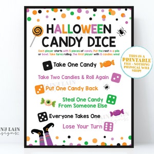 Halloween Candy Dice Game, Printable Party Games, Instant Download ...
