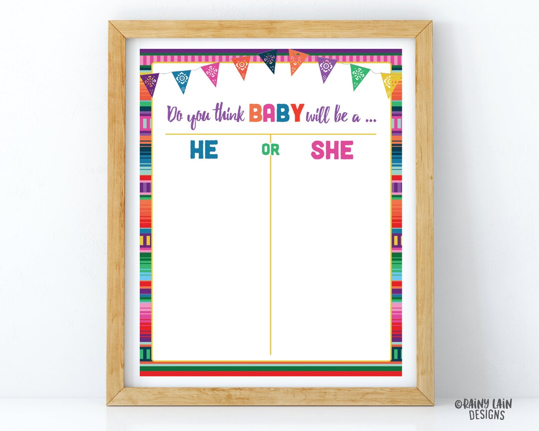 He or She Fiesta Gender Reveal Voting Poster, Gender Reveal Fiesta ...