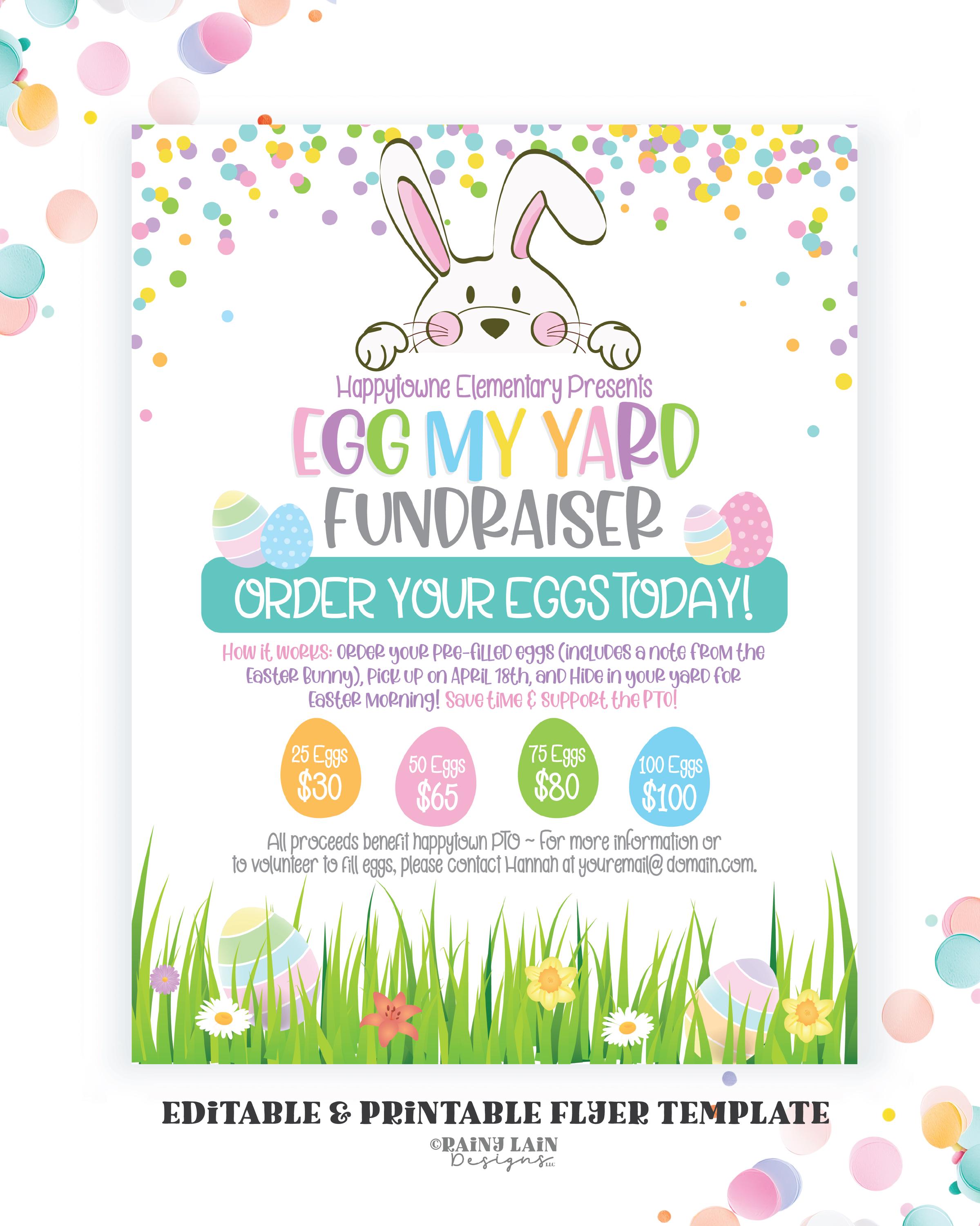 Editable Easter Egg My Yard Fundraiser Flyer Template, Printable School ...