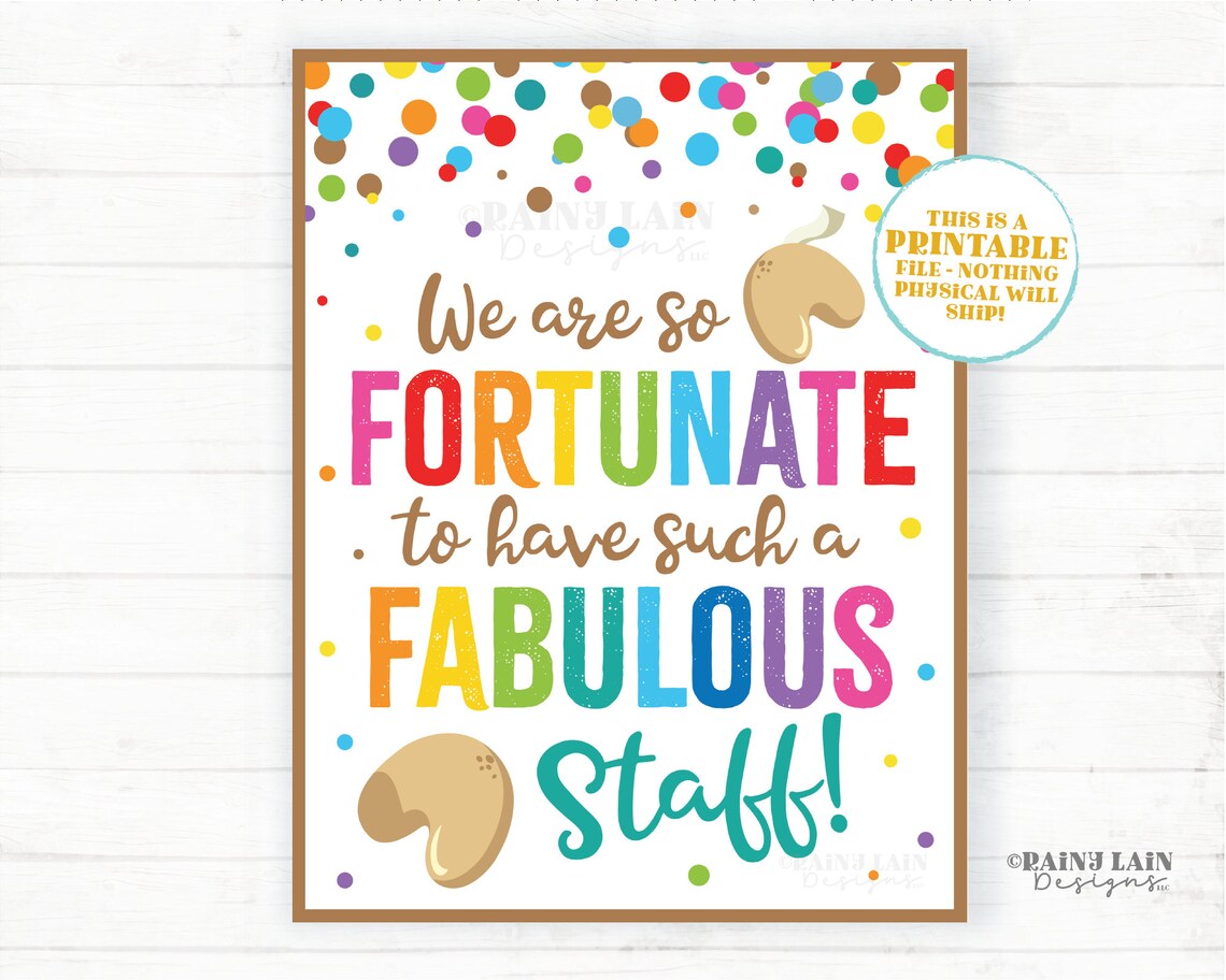 Printable Fortune Cookie Sign We Are so Fortunate to Have - Etsy