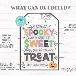 Halloween Treat Tag, Editable A Little Spooky and a Little Sweet Goft ...
