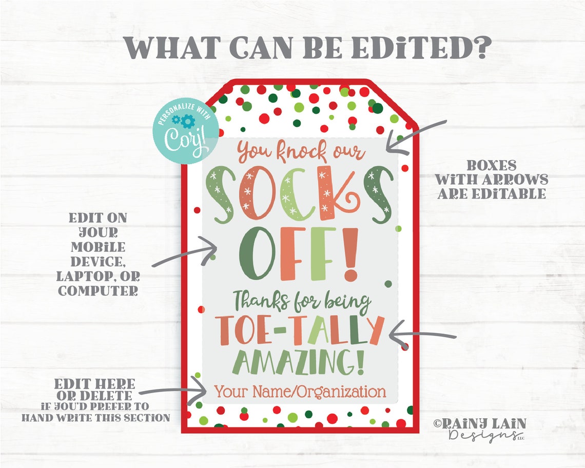 You Knock Our Socks off Christmas Tag Thanks for Being Toe-tally ...