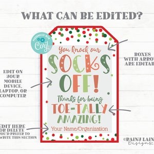 You Knock Our Socks off Christmas Tag Thanks for Being Toe-tally ...