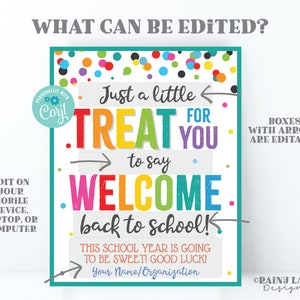 Treat for You to Say Welcome Back to School Sign Employee Appreciation ...