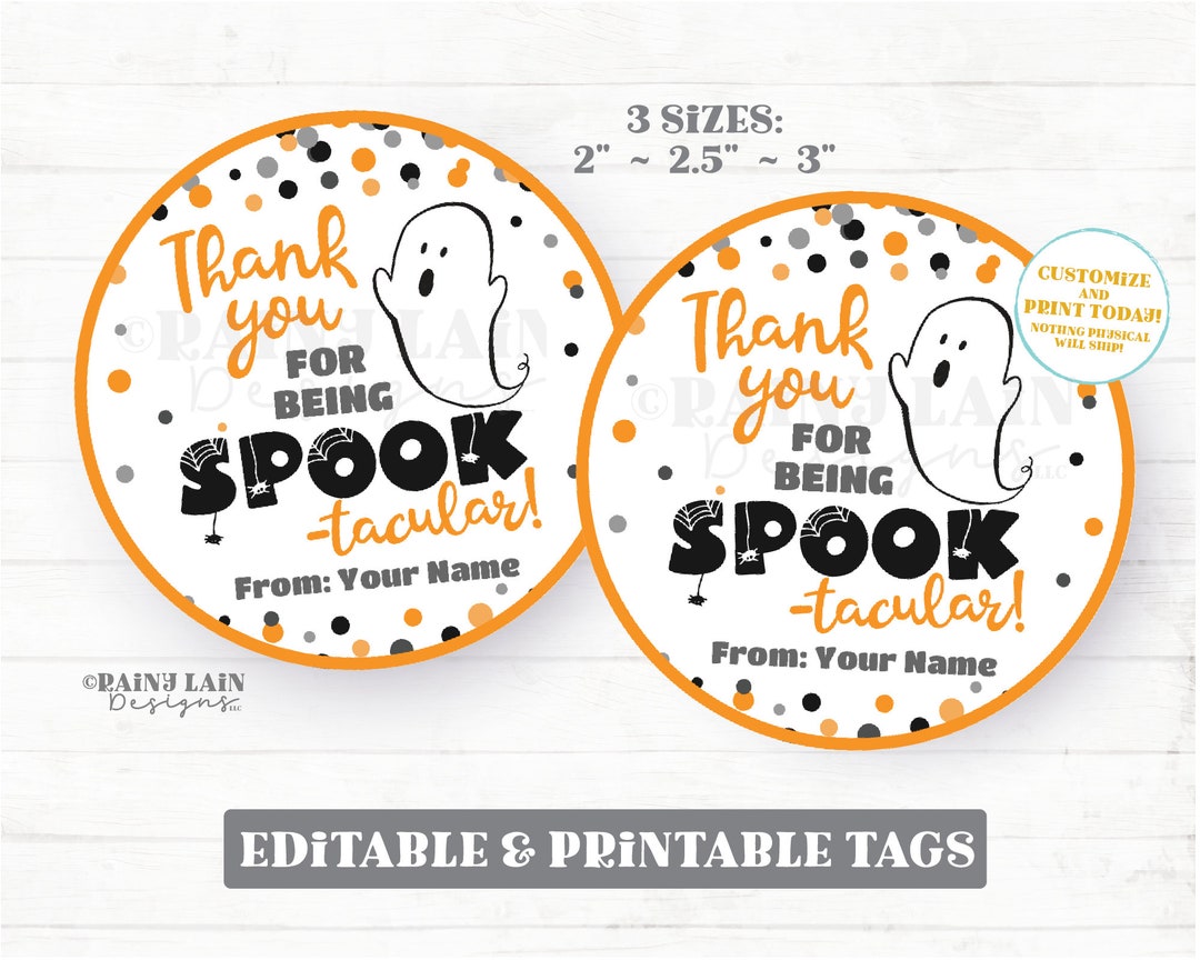 Thanks for Being Spook-tacular Round Tag Halloween Thank You Gifts Tags ...