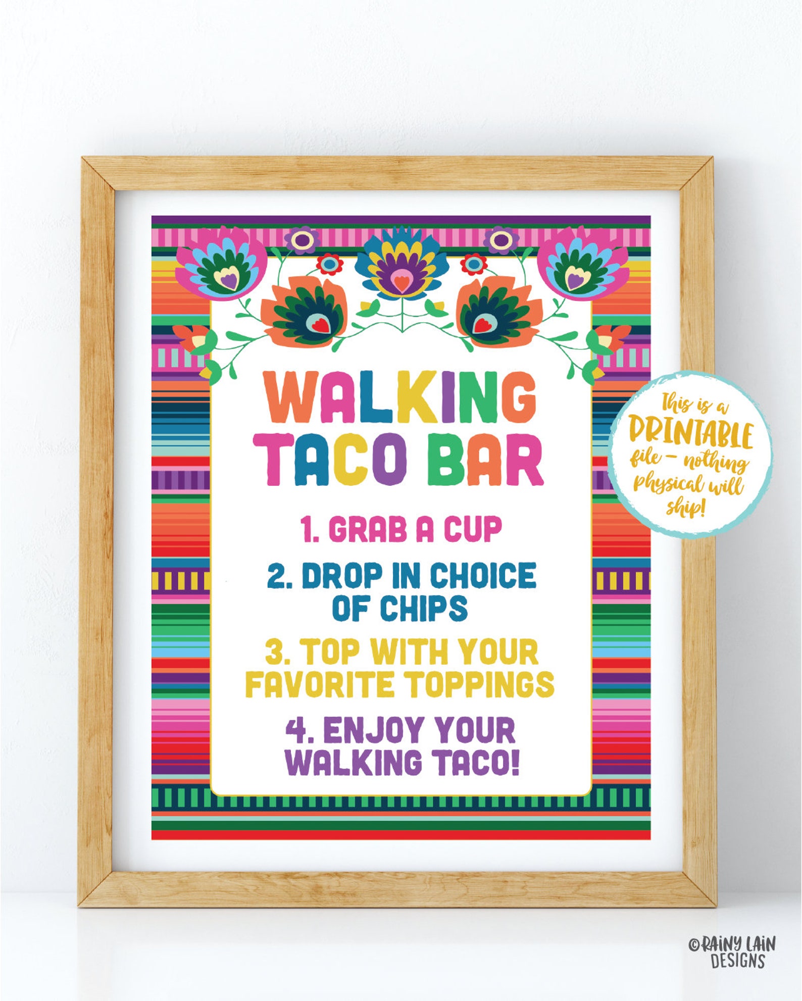Walking Taco Bar Sign Fiesta Taco Bar Sign Fiesta Walking | Etsy
