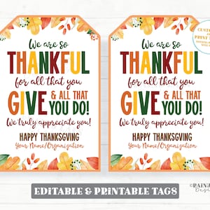 So Thankful for All You Give and All You Do Tag Fall Leaves ...