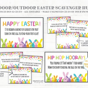 Easter Scavenger Hunt Bunny Clues Easter Egg Hunt Printables Easter ...