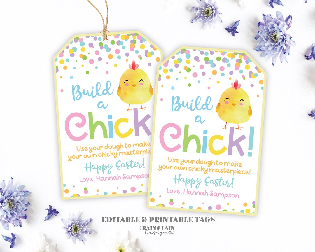 Build a Chick Tag, Play Dough Gift Tag, Easter Favor Tag, Spring Break ...