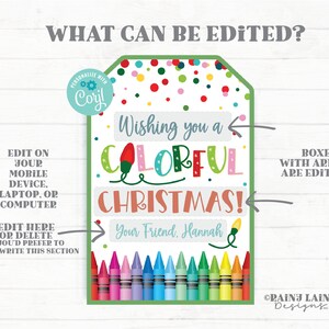 Wishing You a Colorful Christmas Tag Holiday Crayon Gift Coloring Book ...