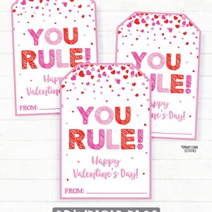 You Rule Valentine, Ruler Valentine Tags, Rule Valentines Preschool ...