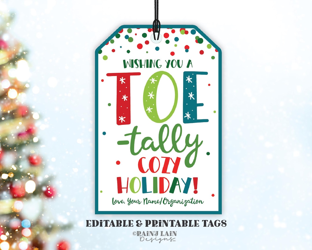 Toe-tally Cozy Holiday Gift Tag, Fuzzy, Cozy, Christmas Socks, Pedicure ...