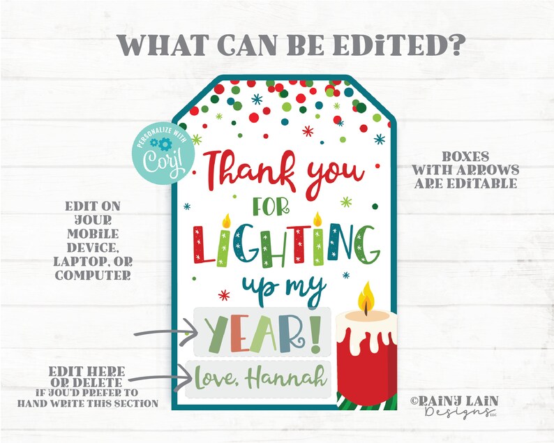 Thank You for Lighting up My Life Christmas Tag Holiday Gift - Etsy