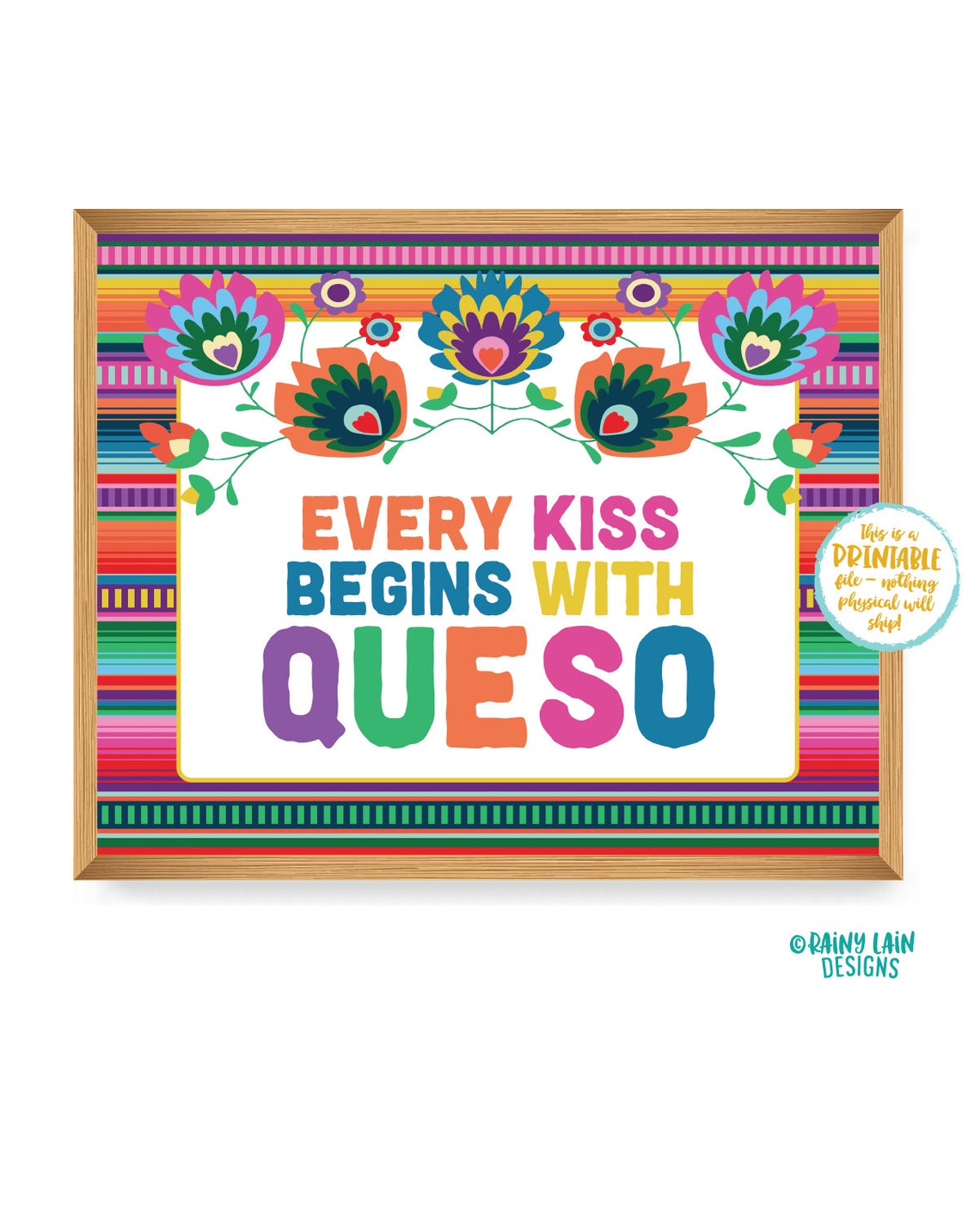Every Kiss Begins With Queso Sign, Fiesta Bridal Shower Sign, Wedding ...