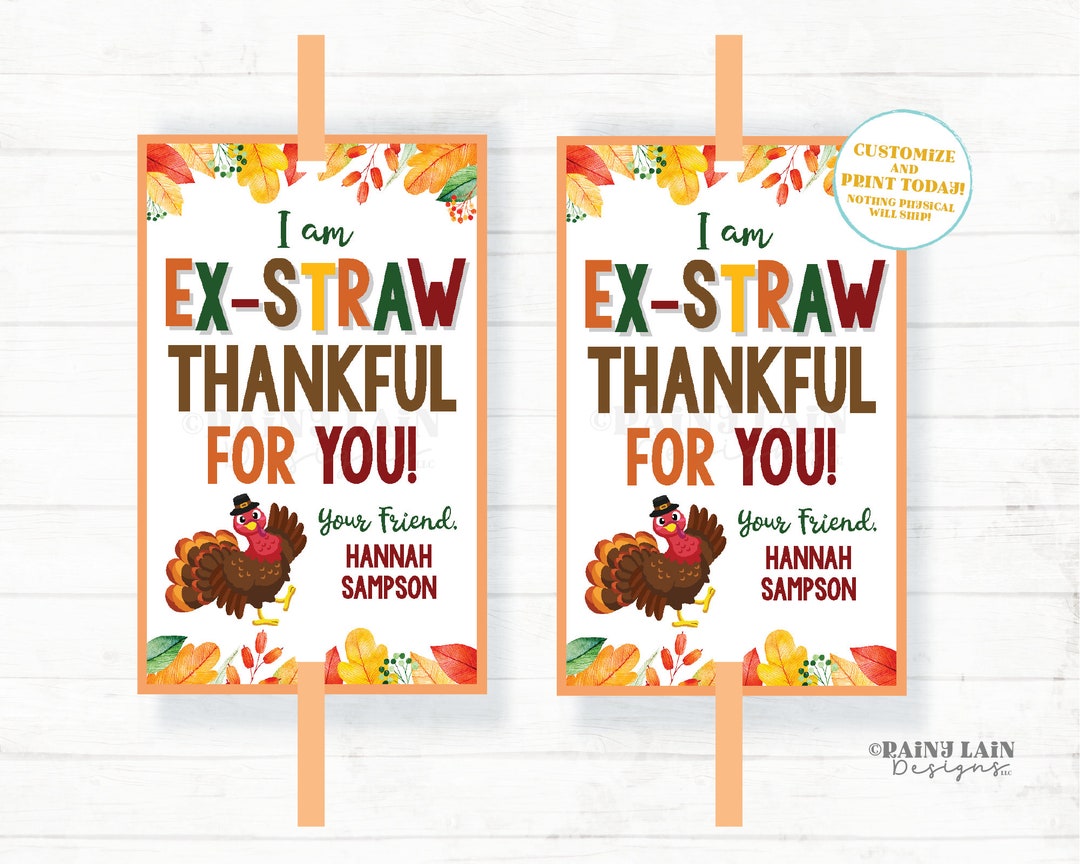 Ex-straw Thankful for You Thanksgiving Straw Tag Straw Party Favor ...