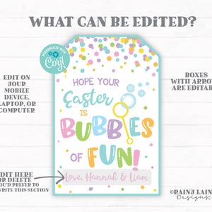 Hope Your Easter is Bubbles of Fun Tags Spring Break School Gift Tags ...