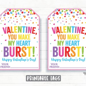 Valentine You Make My Heart Burst, Candy Burst Valentine Tags Preschool ...