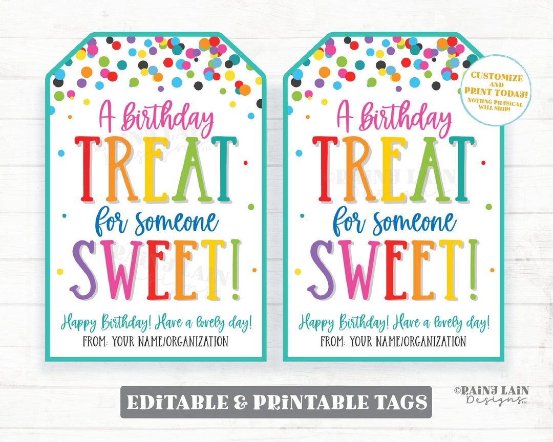 Birthday Treat for Someone Sweet Tag Happy Birthday Gift Employee ...