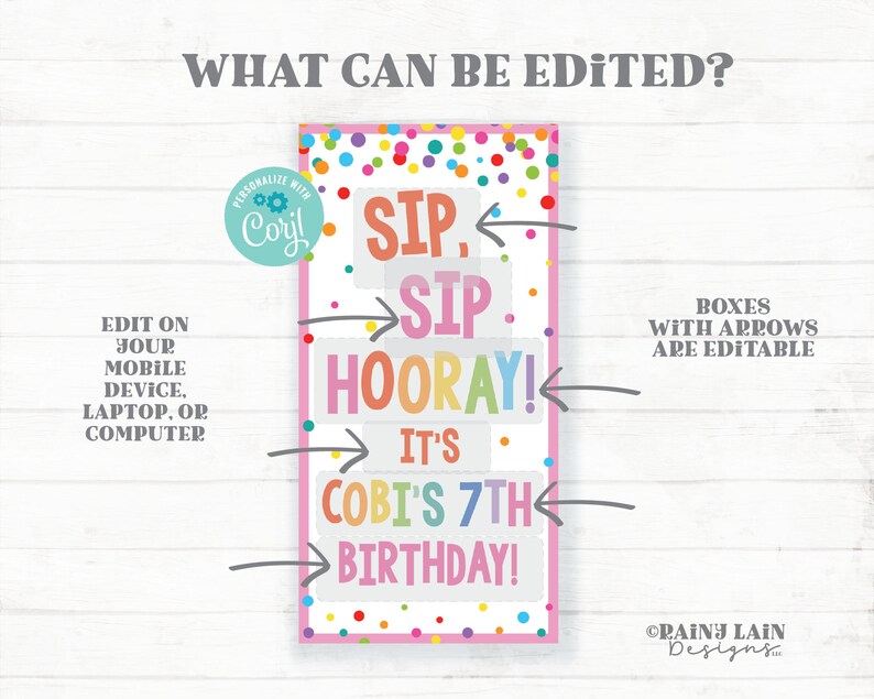 Silly Straw Favor Tags Sip Sip Hooray Birthday Favor Crazy Birthday ...