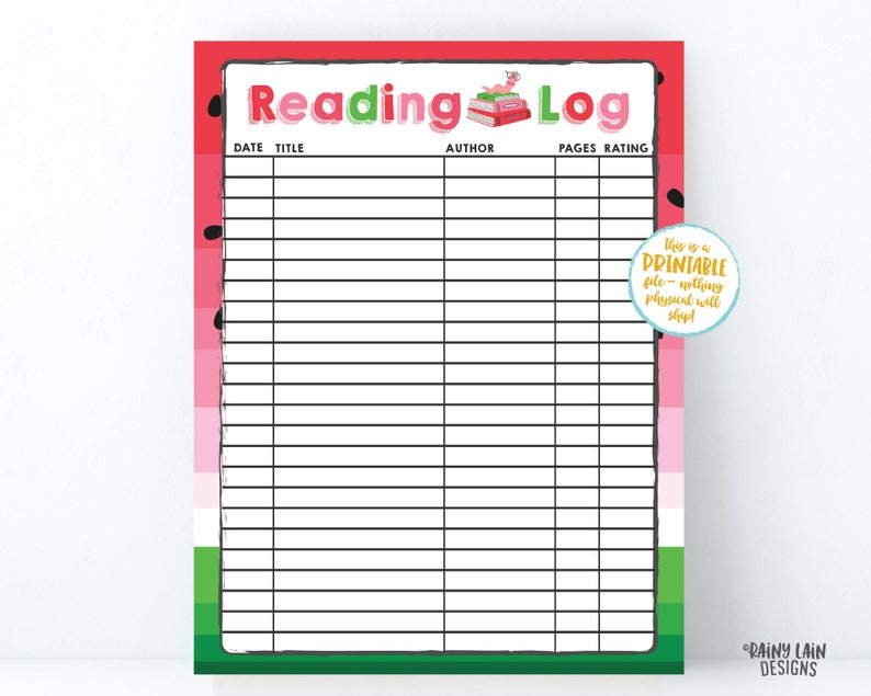 Reading Log Printable Reading Log for Kids Spring Reading Log - Etsy