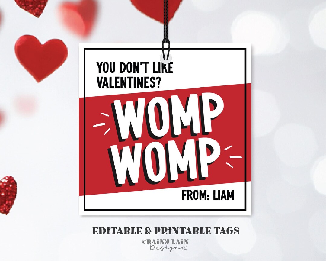 Womp Womp Valentine Tag, Tween, Middle School Valentine Exchange, Easy ...
