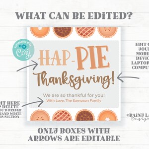 Hap-pie Thanksgiving Tag Thankful Pie Label Realtor Thank You Gift ...