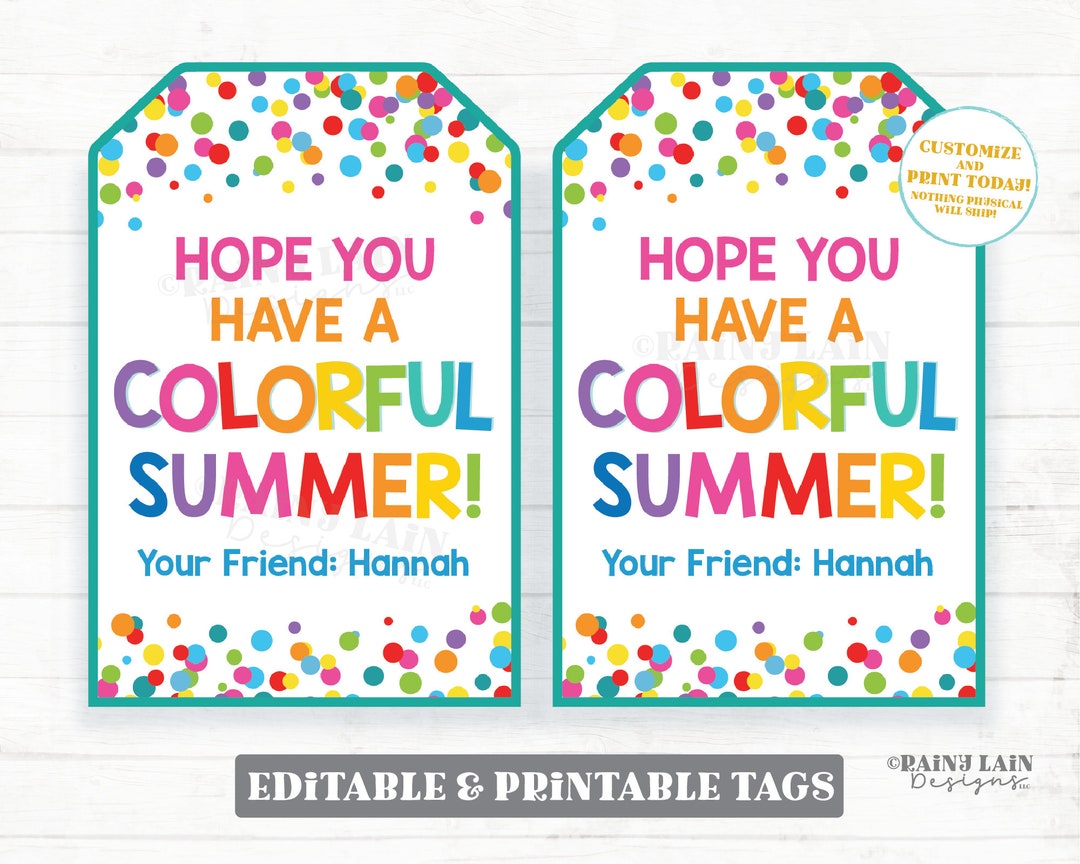 Colorful Summer Gift Tag, End of School Year, Crayons, Markers, Paint ...