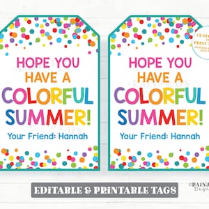 Colorful Summer Gift Tag, End of School Year, Crayons, Markers, Paint ...