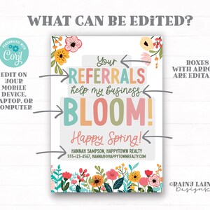 Spring Referrals Gift Tag, Editable Realtor Pop-by Tags, Home Health ...
