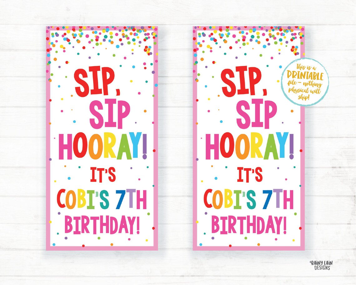 Silly Straw Favor Tags Sip Sip Hooray Birthday Favor Crazy - Etsy