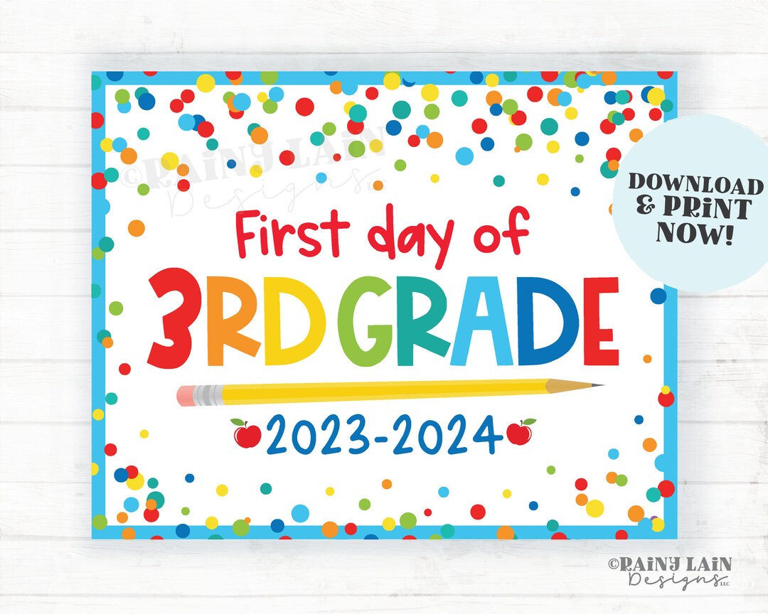 First Day of 3rd Grade Sign Back to School Printable 1st Day - Etsy