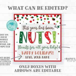 Nuts Gift Tag This Year Has Been Nuts Thanks for Your Help Christmas ...