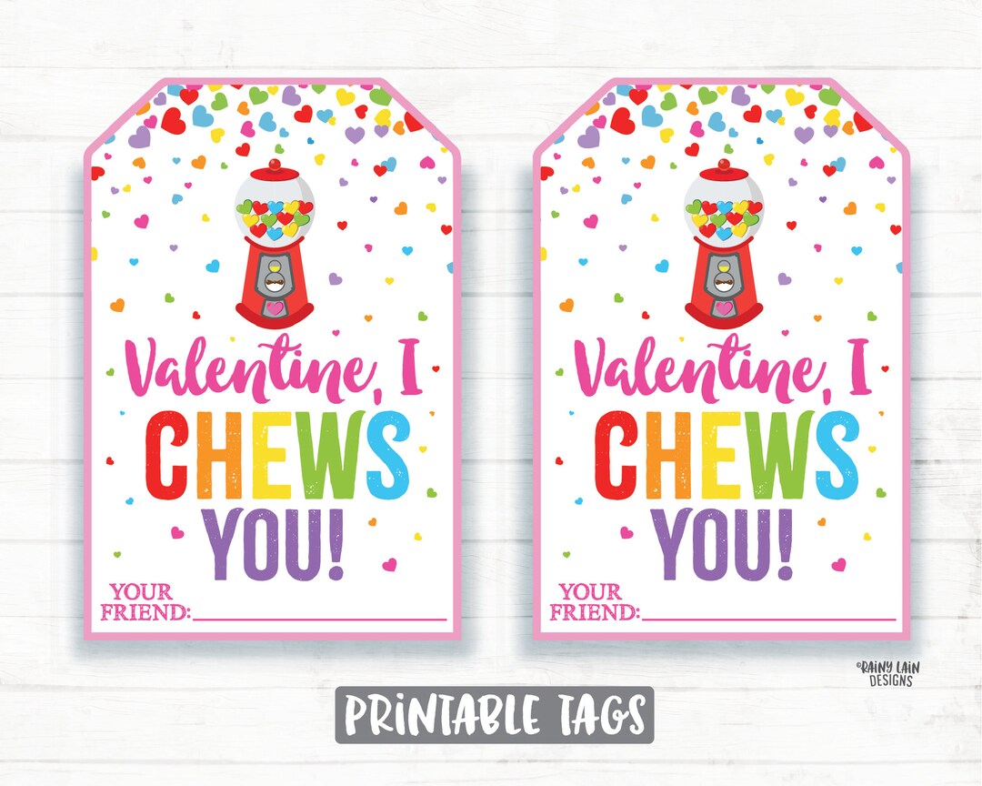 I Chews You Valentine, Gum Ball Valentine, Gum Valentine, Bubble Gum ...