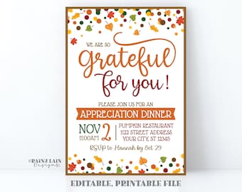 Fall Appreciation Invitation Grateful for You Teacher Staff Invitation ...